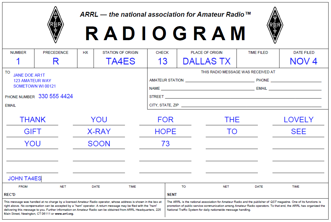 Radiograms - DFW Metroplex Traffic Net